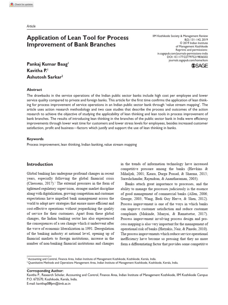 Baag Et Al 2019 Application of Lean Tool For Process Improvement of ...