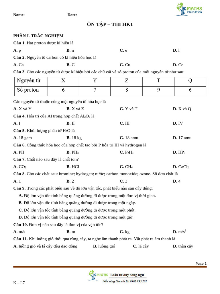 Ôn tập - Thi HK1 | PDF