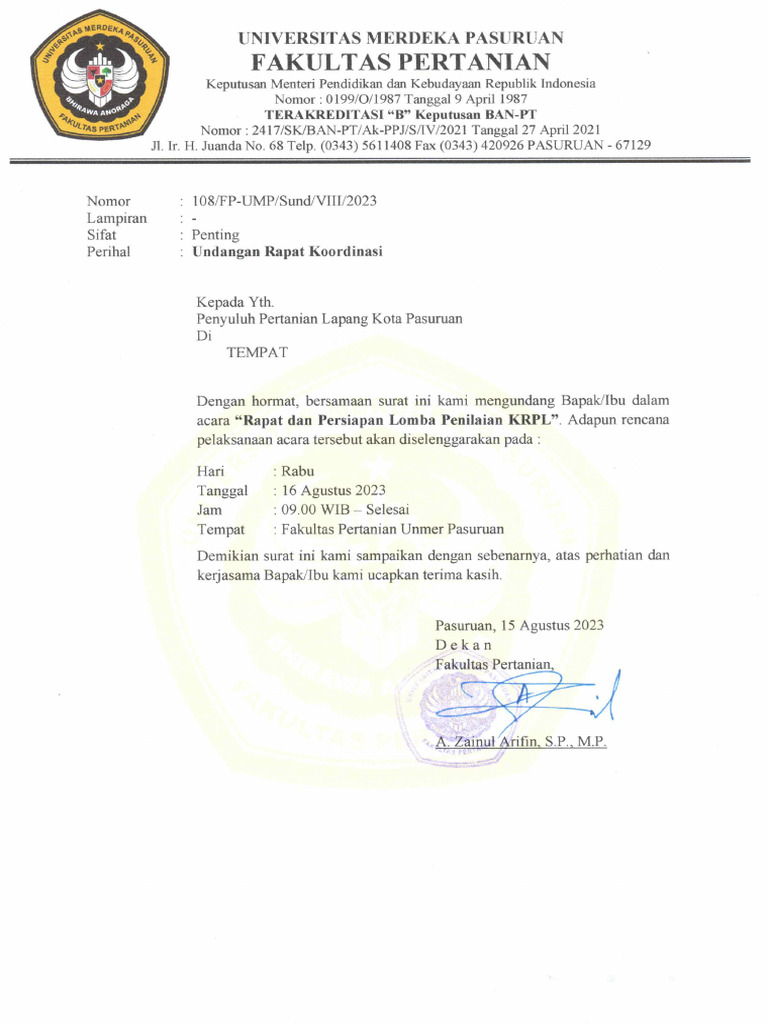 Surat Undangan KRPL | PDF