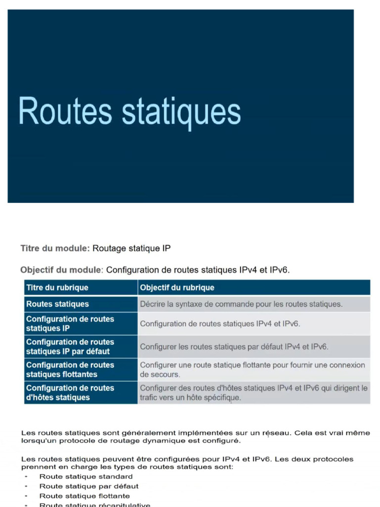 Cours Routage Statique | PDF