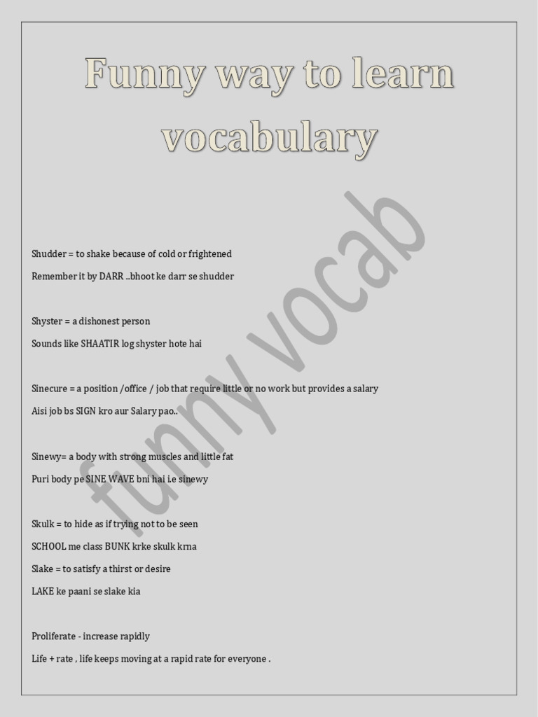 Funny Way To Learn Vocabulary - 1538333752 - 1425701268 | PDF