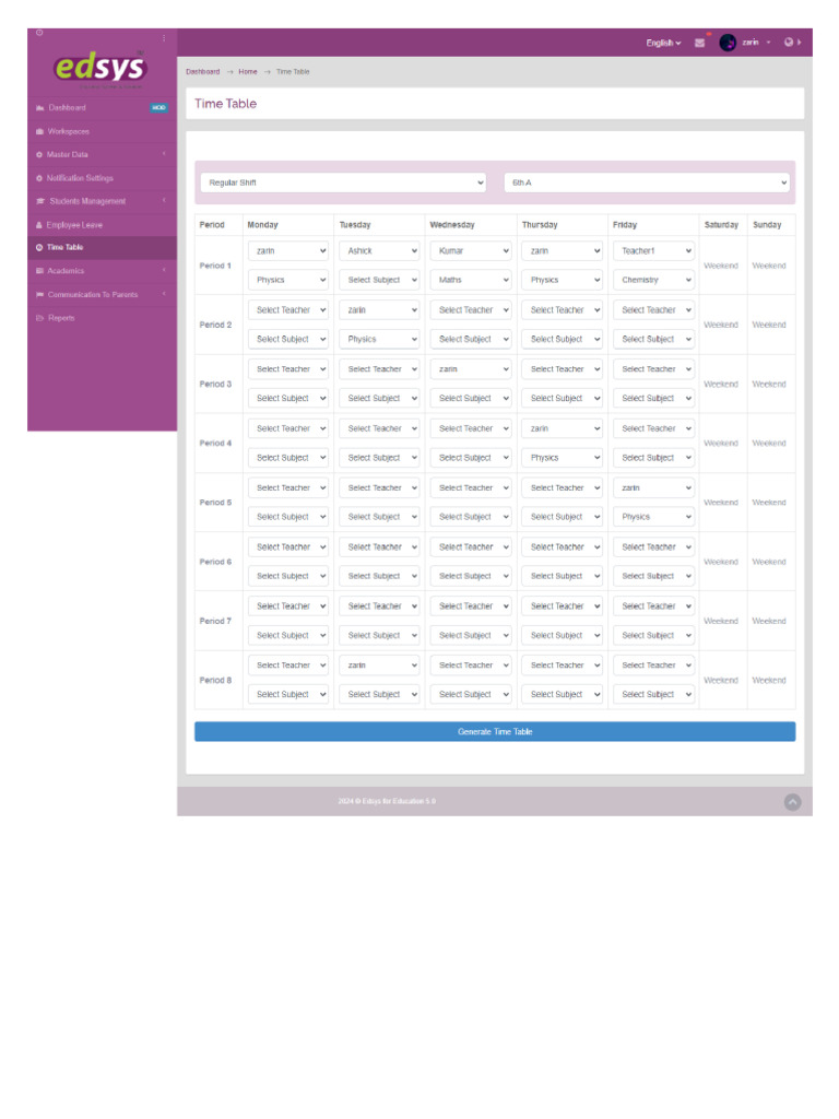 Screencapture App Edsys in Teachers Timetable Generate 2024 05 23 17 ...