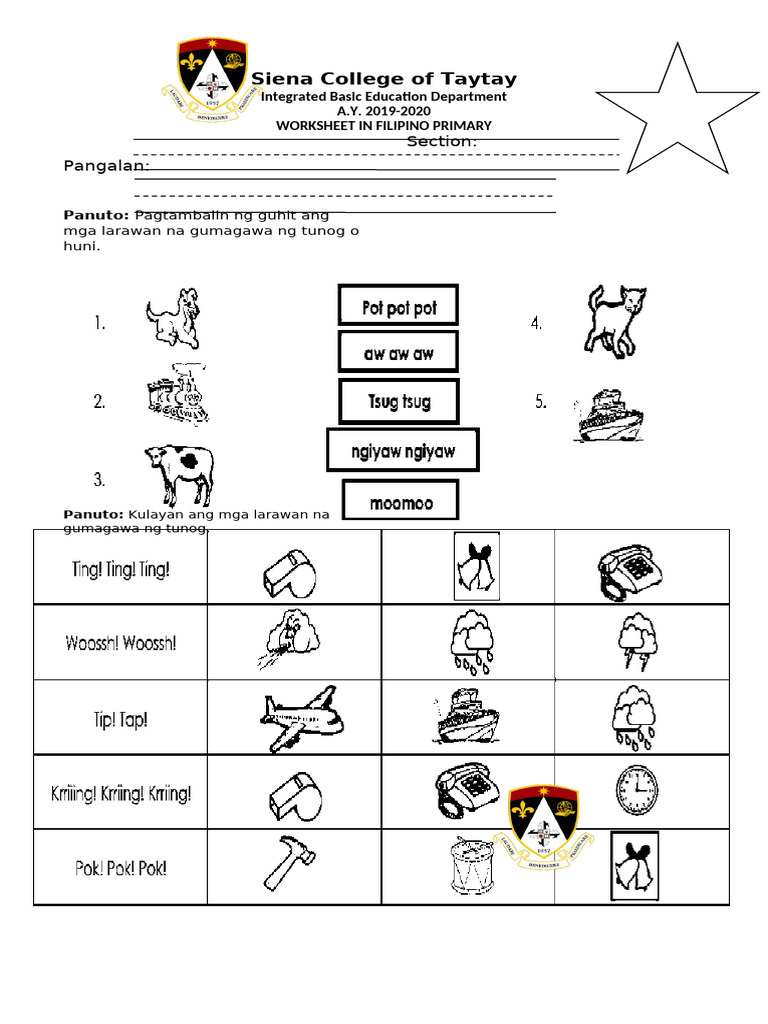 Work Sheet FIL. PRIMARY 1Q | PDF