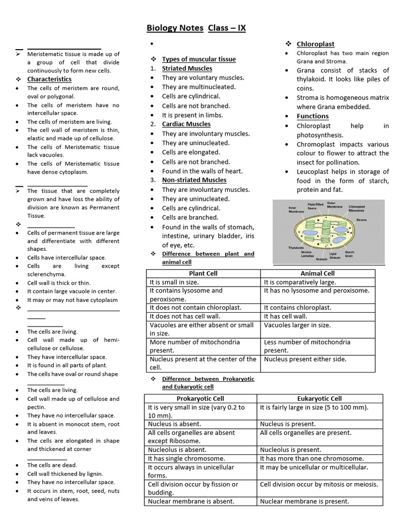 Biology Notes | PDF | Cell (Biology) | Tissue (Biology) Biology Notes | PDF | Cell (Biology) | Tissue (Biology)