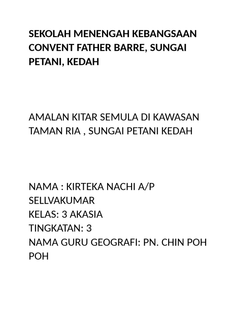 Kerja Lapangan Geo Form 3 Taman Ria | PDF