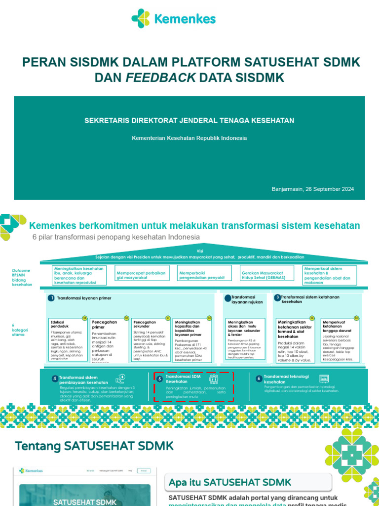 Peran SISDMK Dalam Platform SSS Dan Feedback Data | PDF
