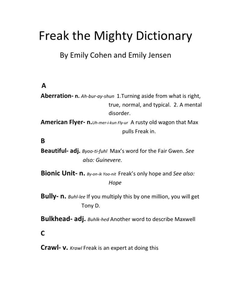 Freak The Mighty Word Search