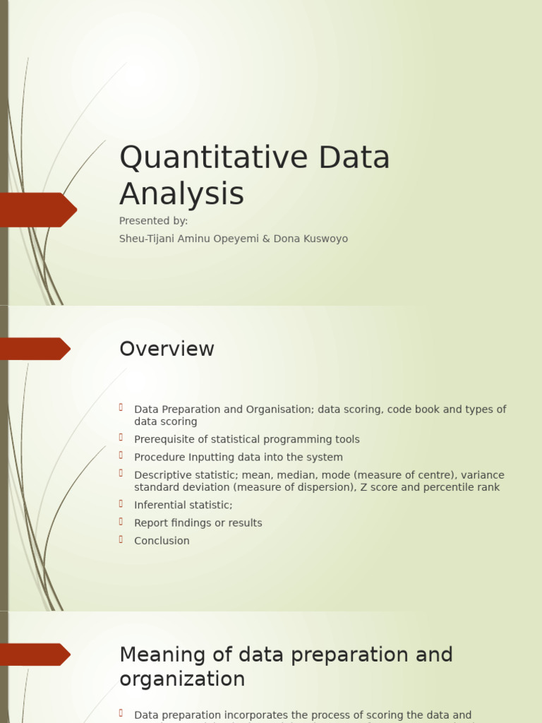 Quantitative Data Analysis | PDF | Statistics | Standard Score