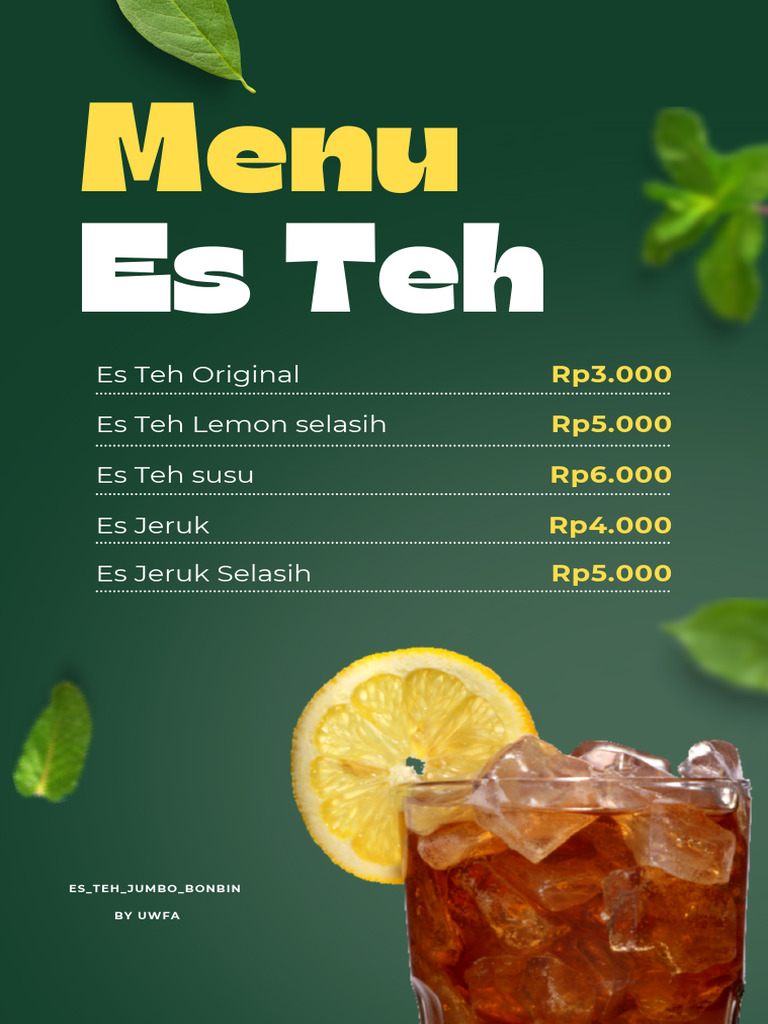 Daftar Harga Menu Minuman Es Teh - 20231222 - 230145 - 0000 | PDF