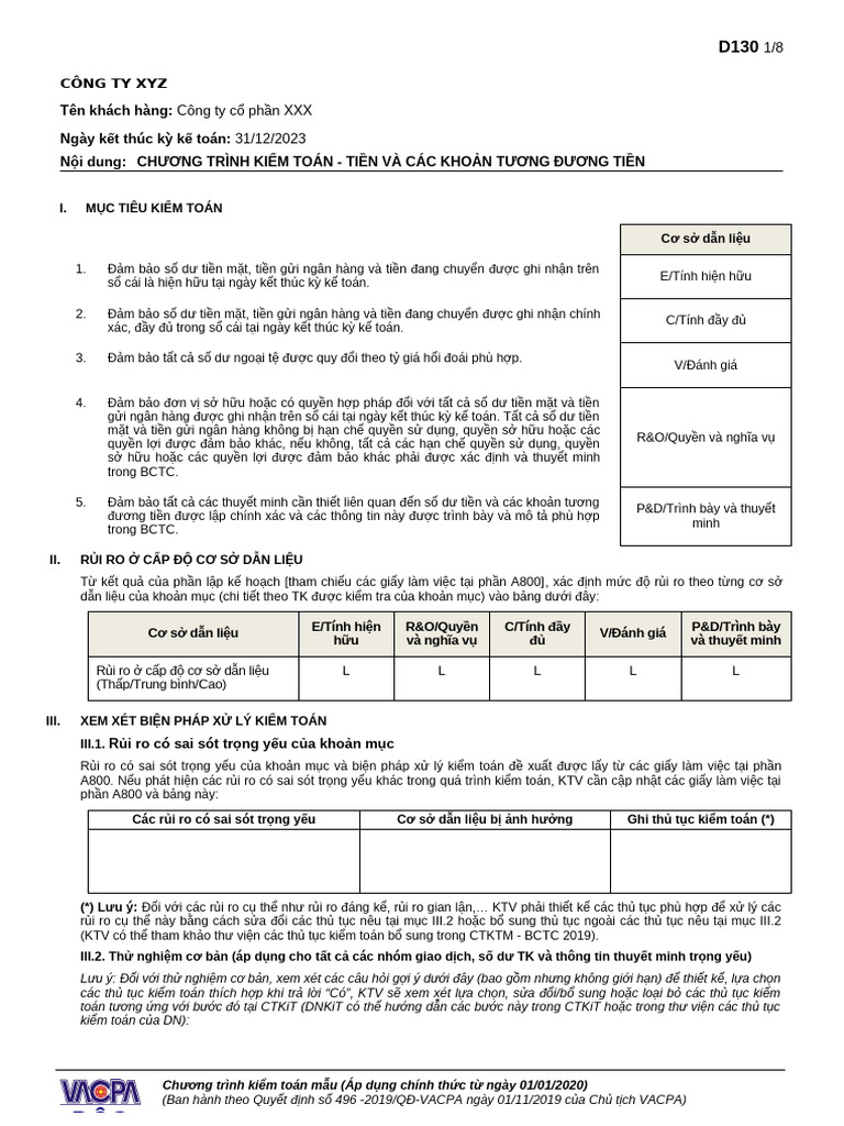 D130 - CTKiT - Tien Va Cac Khoan Tuong Duong Tien | PDF