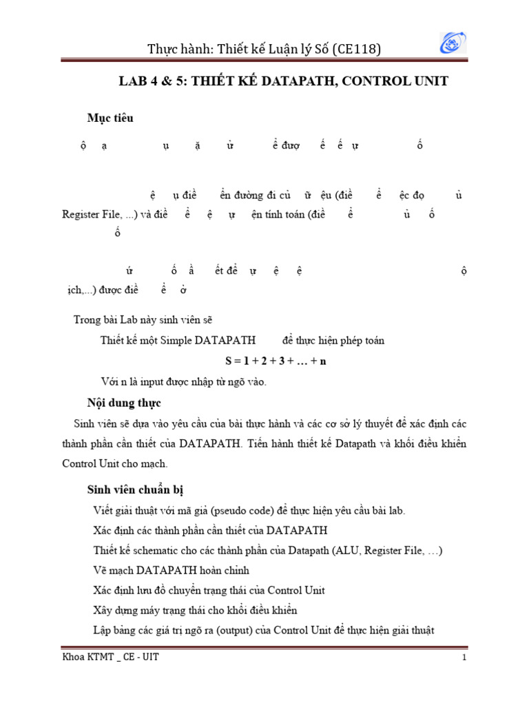Lab45 - Thiet Ke Datapath Control Unit | PDF
