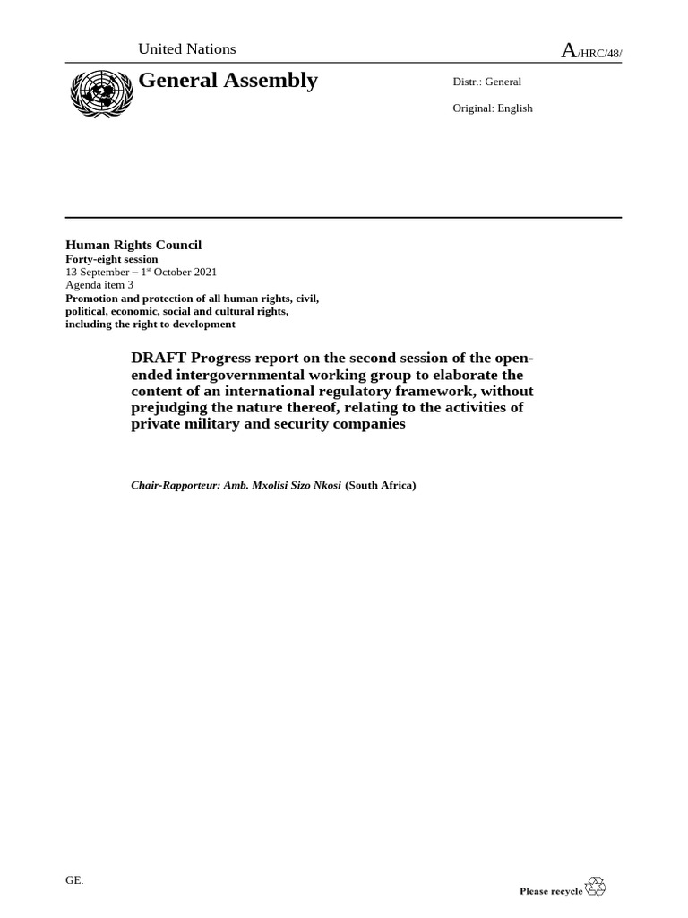 Draft Summary Report 2nd Session | PDF | Human Rights | International Law
