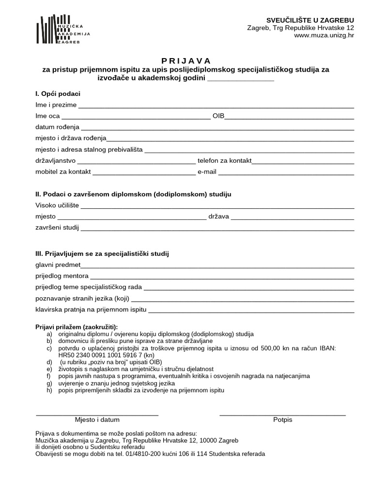 Prijava-Upis Spec Studija | PDF