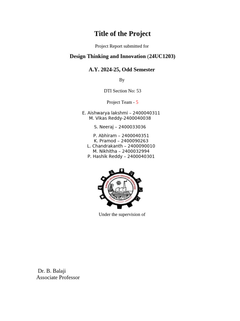 DTI Project Report 2024-25 Odd Sem Template 2400040311 Final | PDF ...