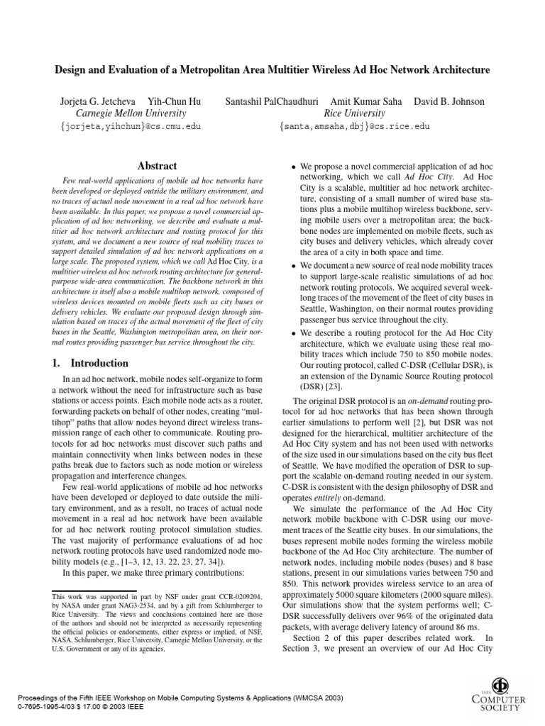 2024 Design and Evaluation of A Metropolitan Area Multitier Wireless Ad ... 2024 Design and Evaluation of A Metropolitan Area Multitier Wireless Ad ...