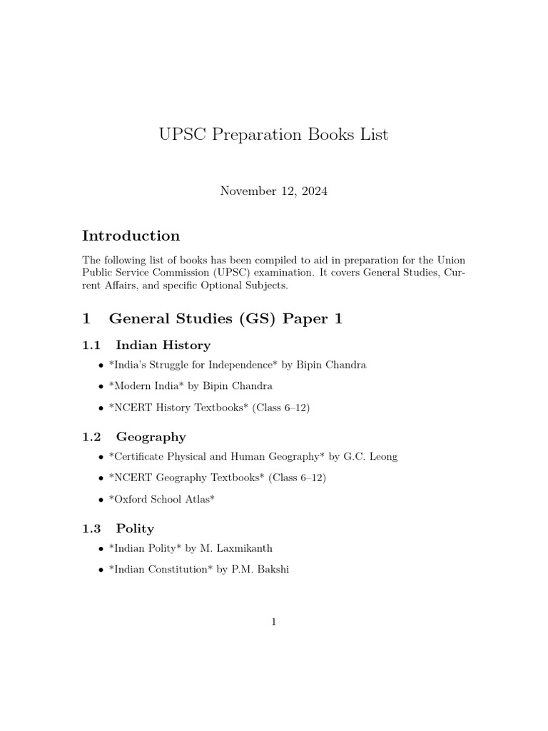UPSC Exam Book Recommendations | PDF | Science