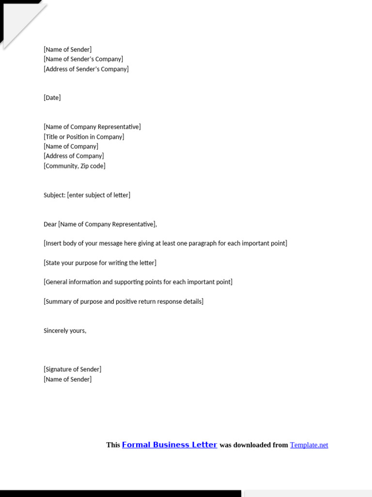 Formal Business Letter Template | PDF