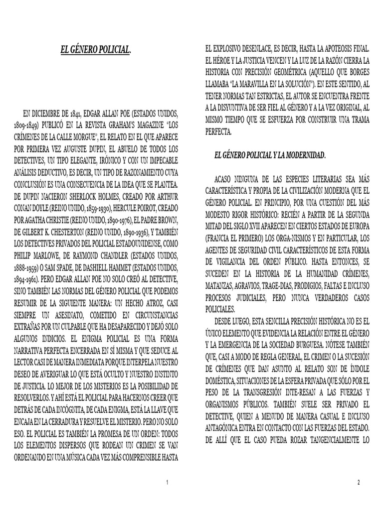 Evolución del Género Policial | PDF | Crimen ficcion | Thriller y crimen