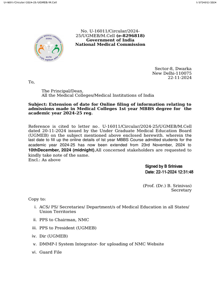 Government of India National Medical Commission: 10thdecember, 2024 (Midnight) | PDF | Medical ...