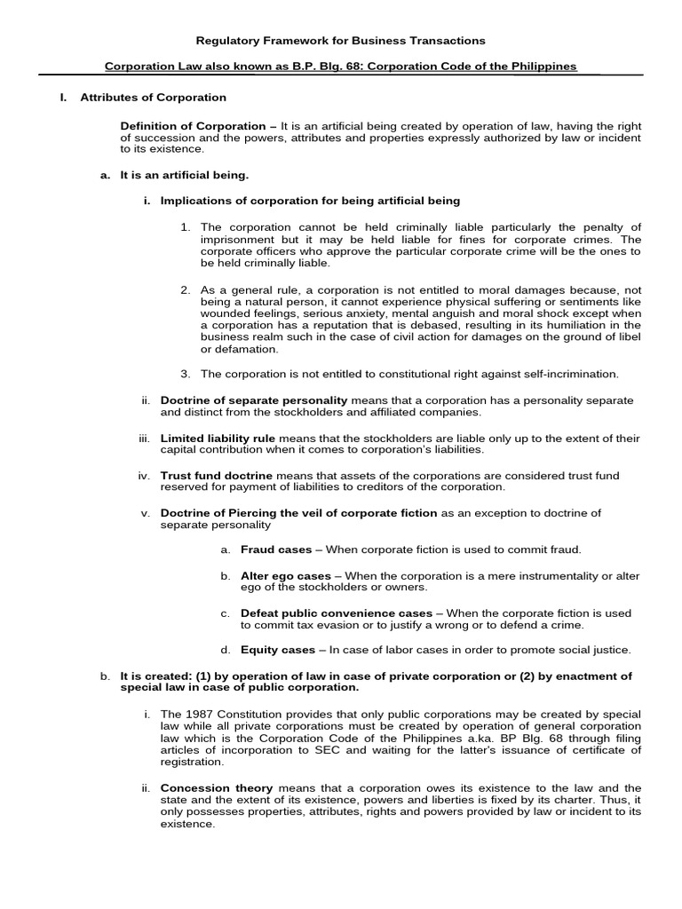 RFBT Law On Corporations | PDF | Preferred Stock | Corporations