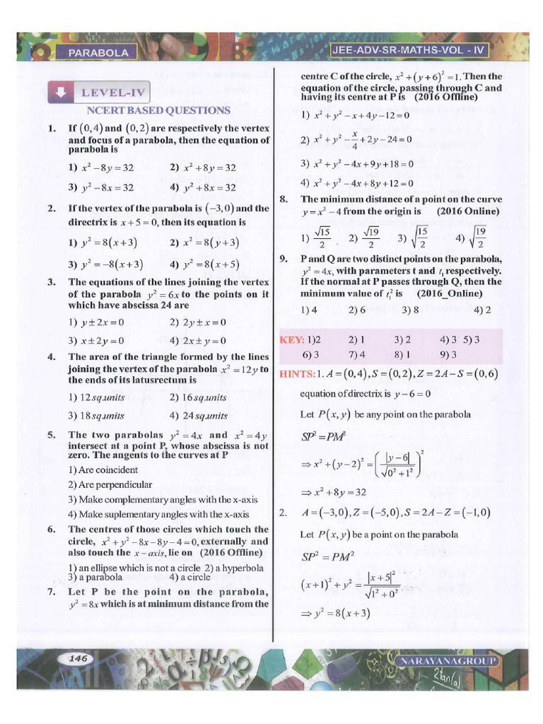 SR Maths Vol IV Parabola 146 185 1 | PDF