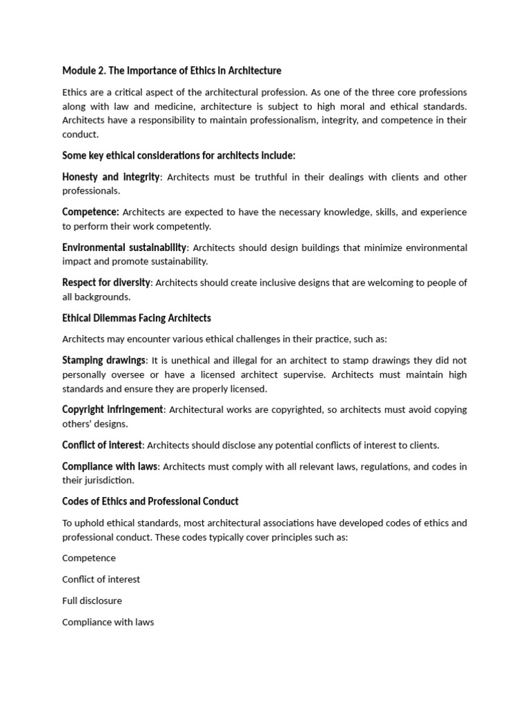 Module 2 Business Ethics For Architecture | PDF | Architect | Conflict ...