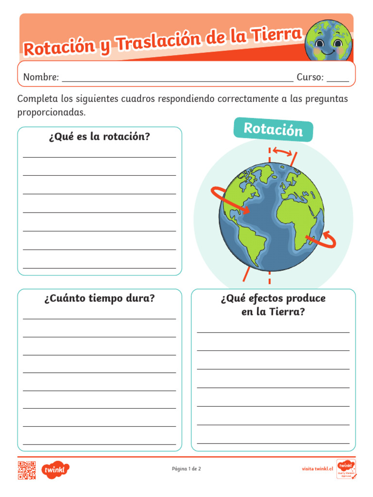 Guía de Trabajo Rotación y Traslación de La Tierra | PDF