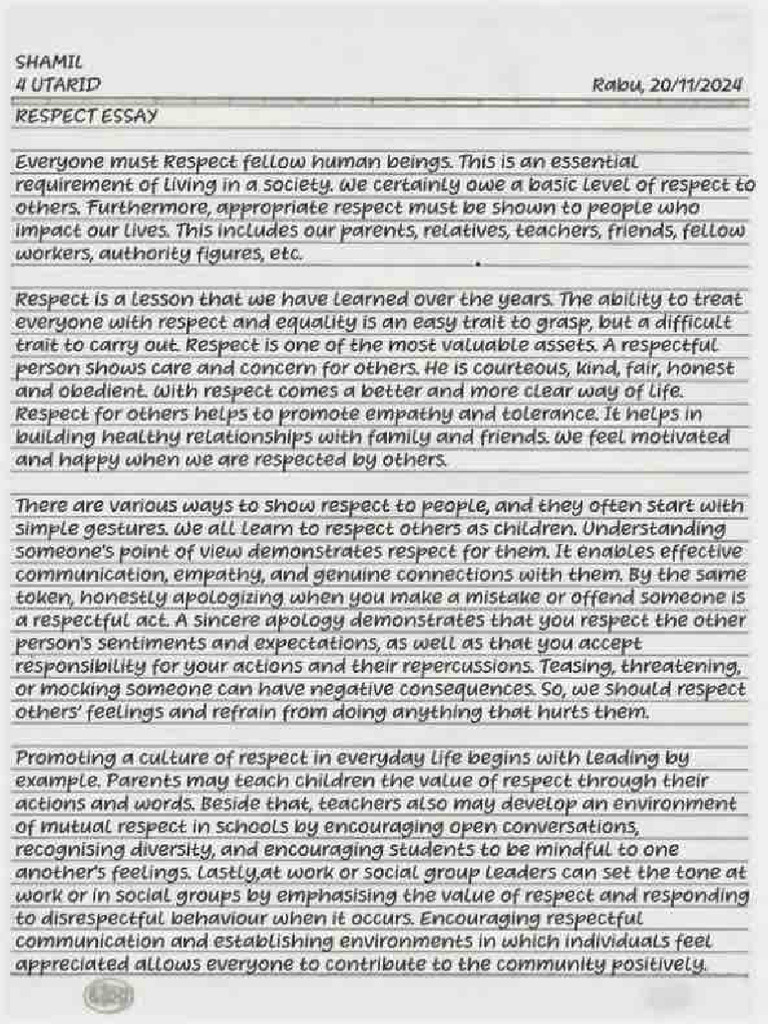 Essay Respect | PDF