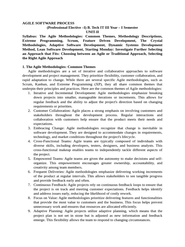 Agile Unit II | PDF | Scrum (Software Development) | Agile Software Development