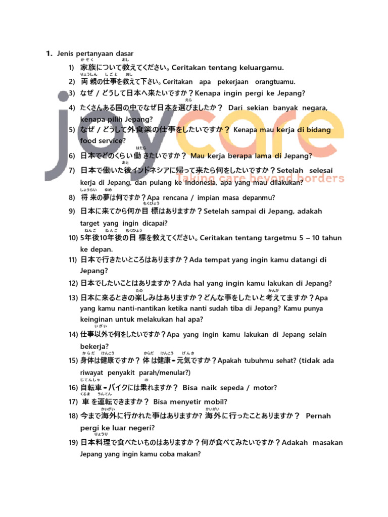 Pertanyaan Mensetsu 2 | PDF