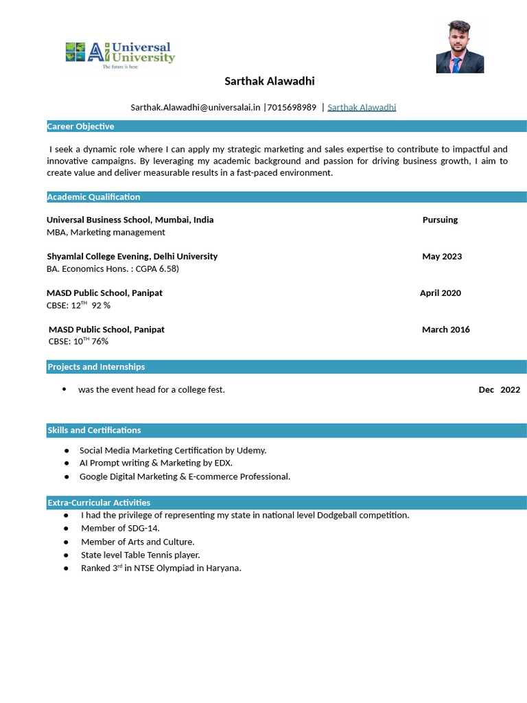 Sarthak Resume FINAL | PDF