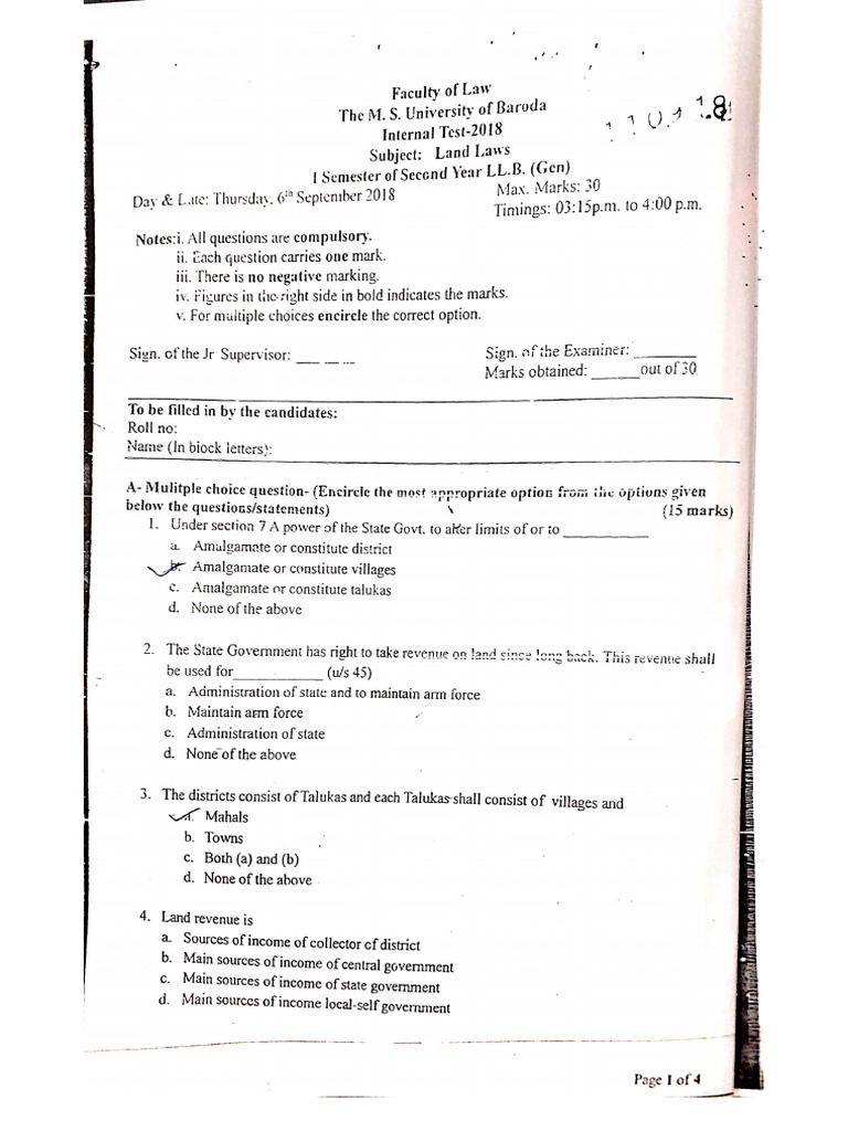 Land Law Question Paper | PDF