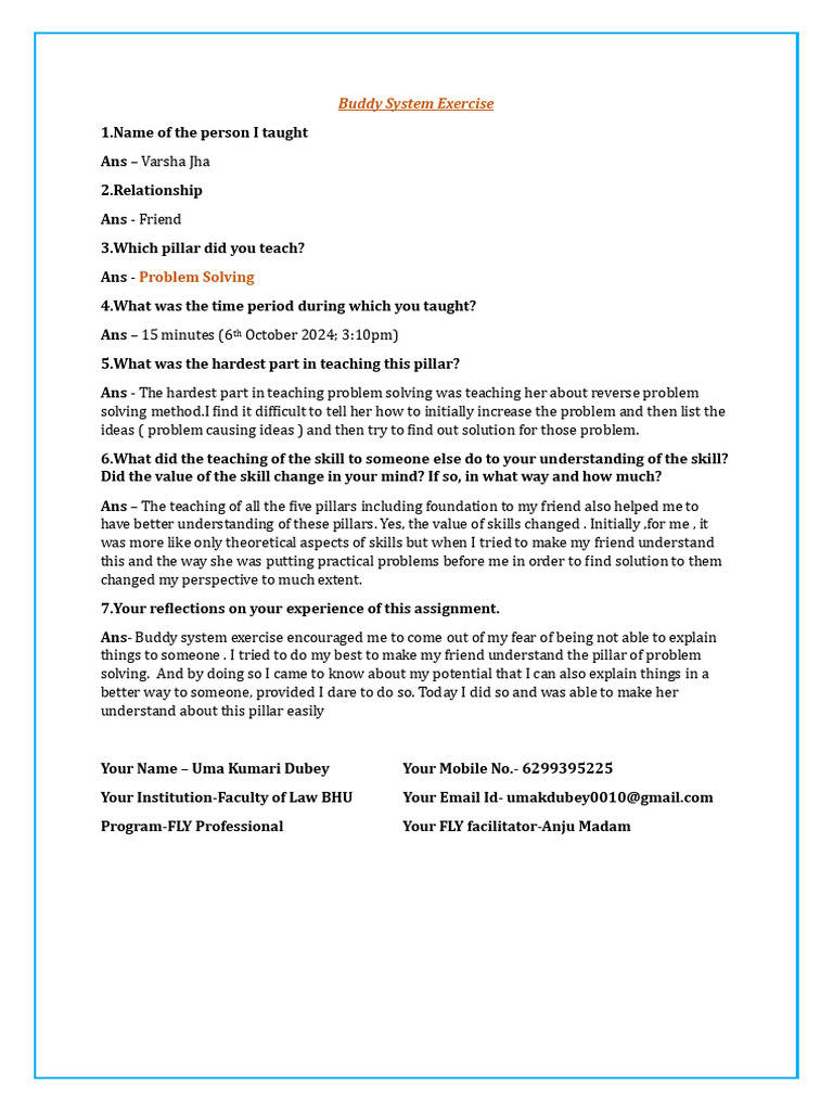 Buddy System Exercise | PDF