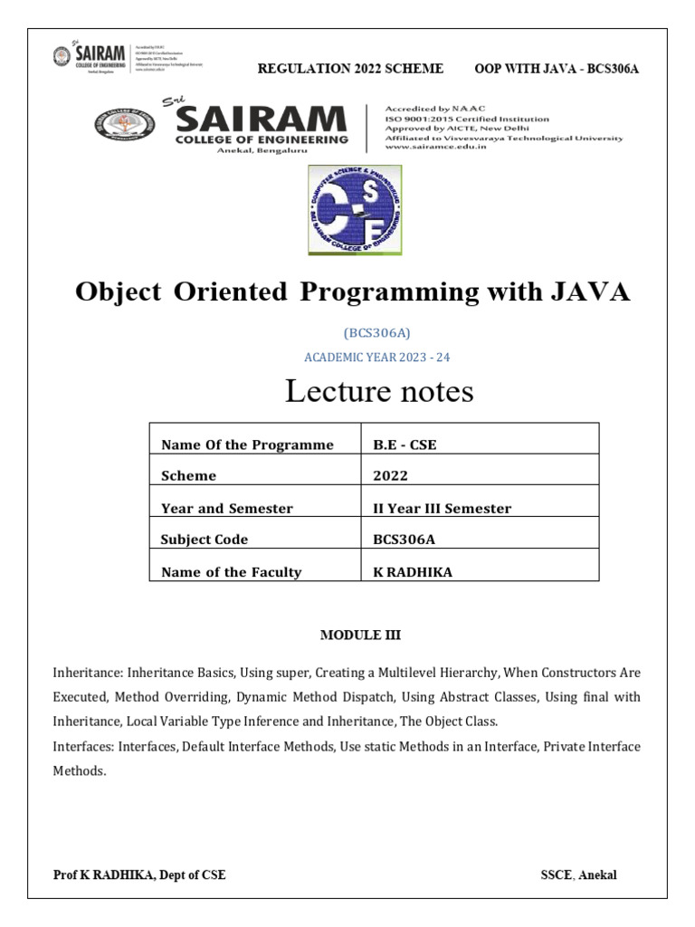 OOP Inheritance and Interfaces in Java | PDF | Method (Computer Programming) | Inheritance ...