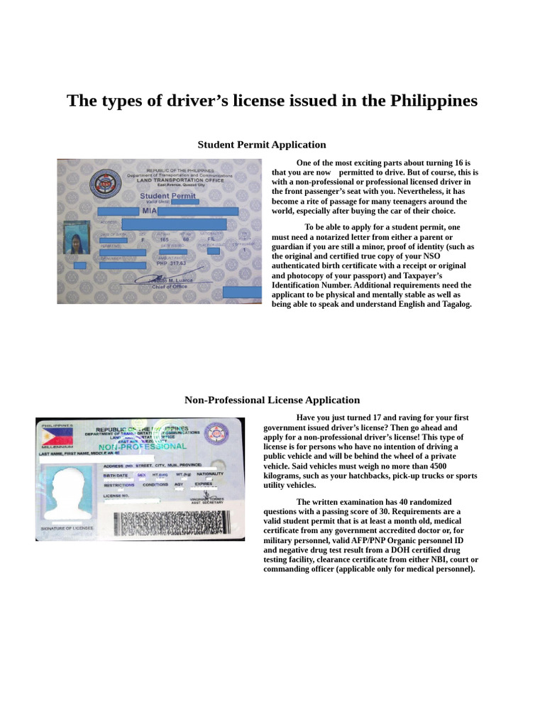 The Types of Drivers Liss | PDF | Driver's License | Identity Document