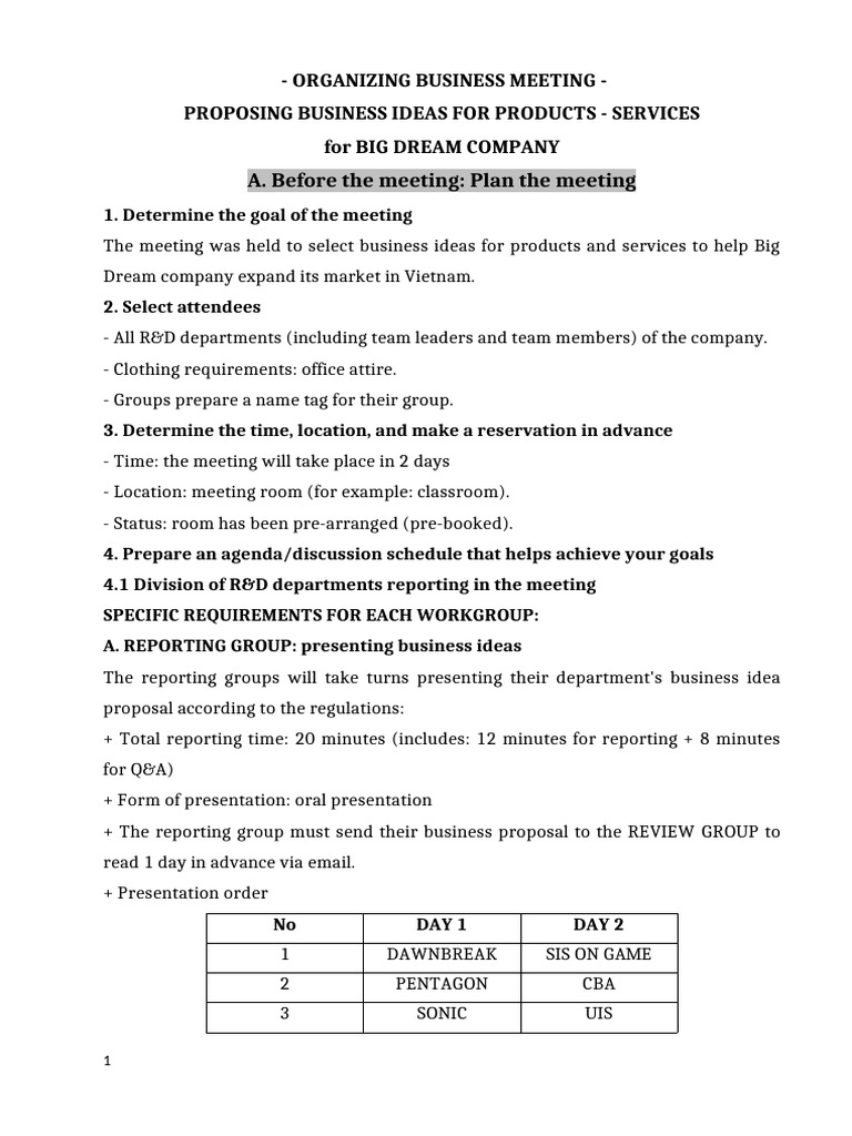 49k1.2 Business Meeting - Guideline | PDF