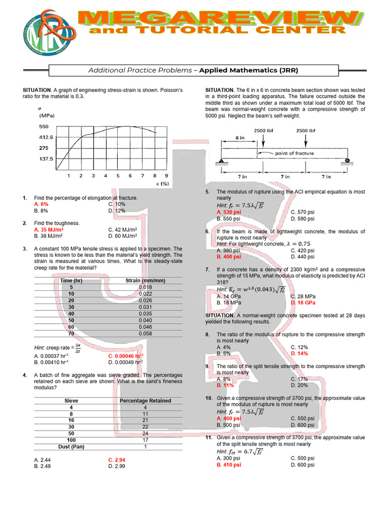 Applied Mathematics Practice Problems | PDF | Strength Of Materials ...