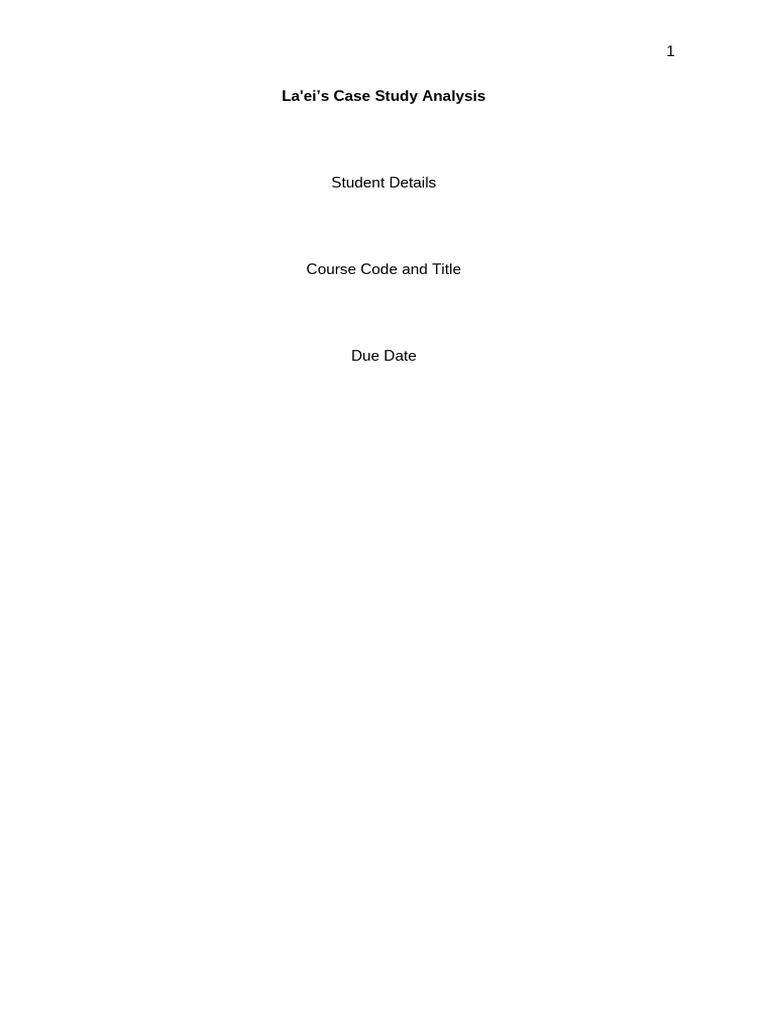 MSE Template A1 1 La Ei S Case Study Analysis 301935763 Final - Edited ...