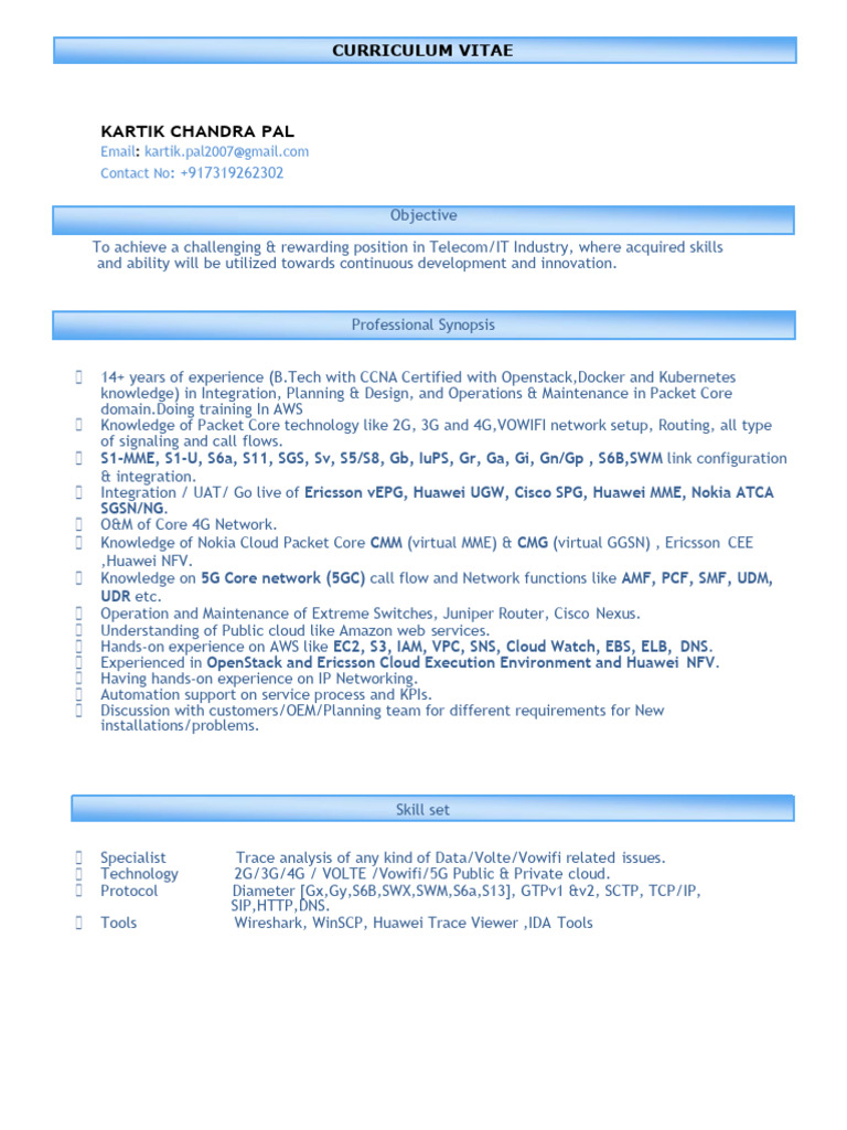 Resume - KARTIK PAL - 08112024 | PDF | Networking Standards | Communications Protocols