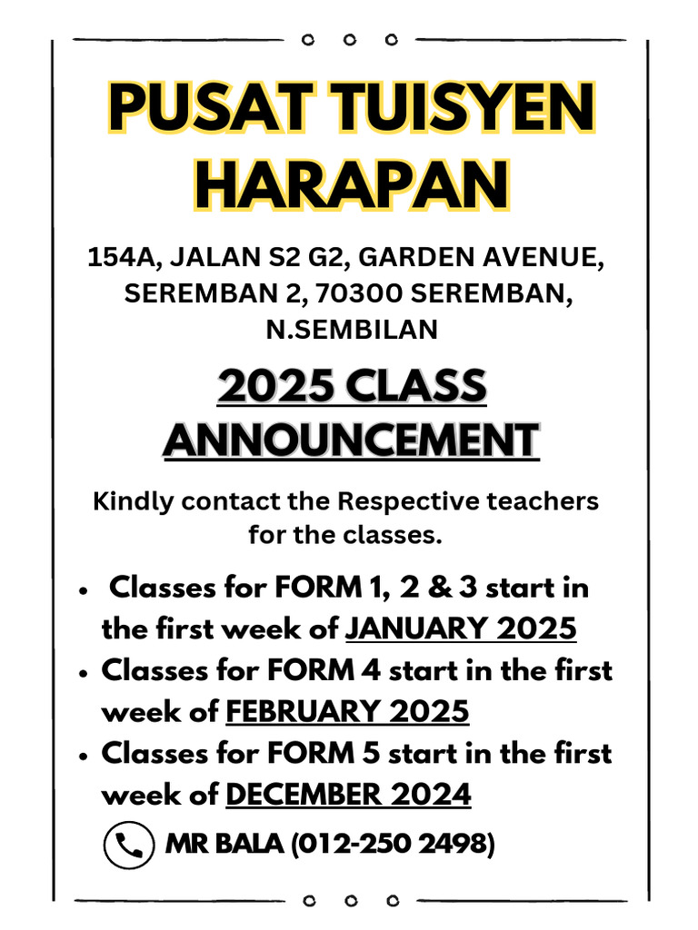New2 Jadual 2025 Tuisyen Harapan V1 | PDF