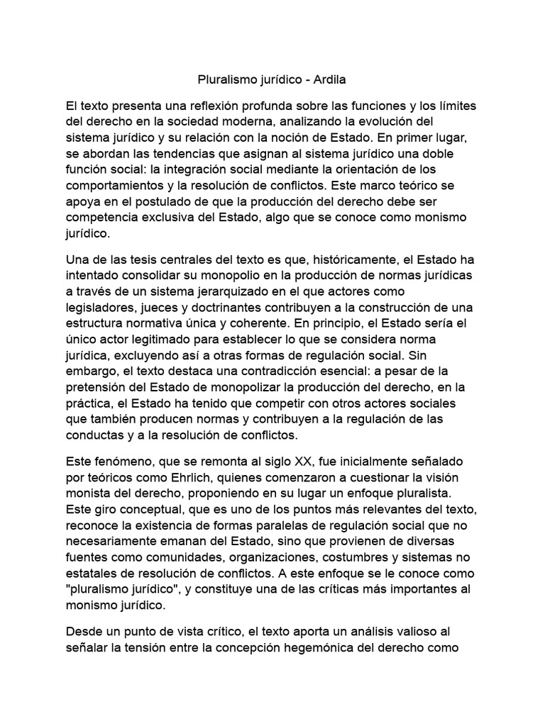 Pluralismo Jurídico y Monismo Estatal | PDF | Estado (política ...