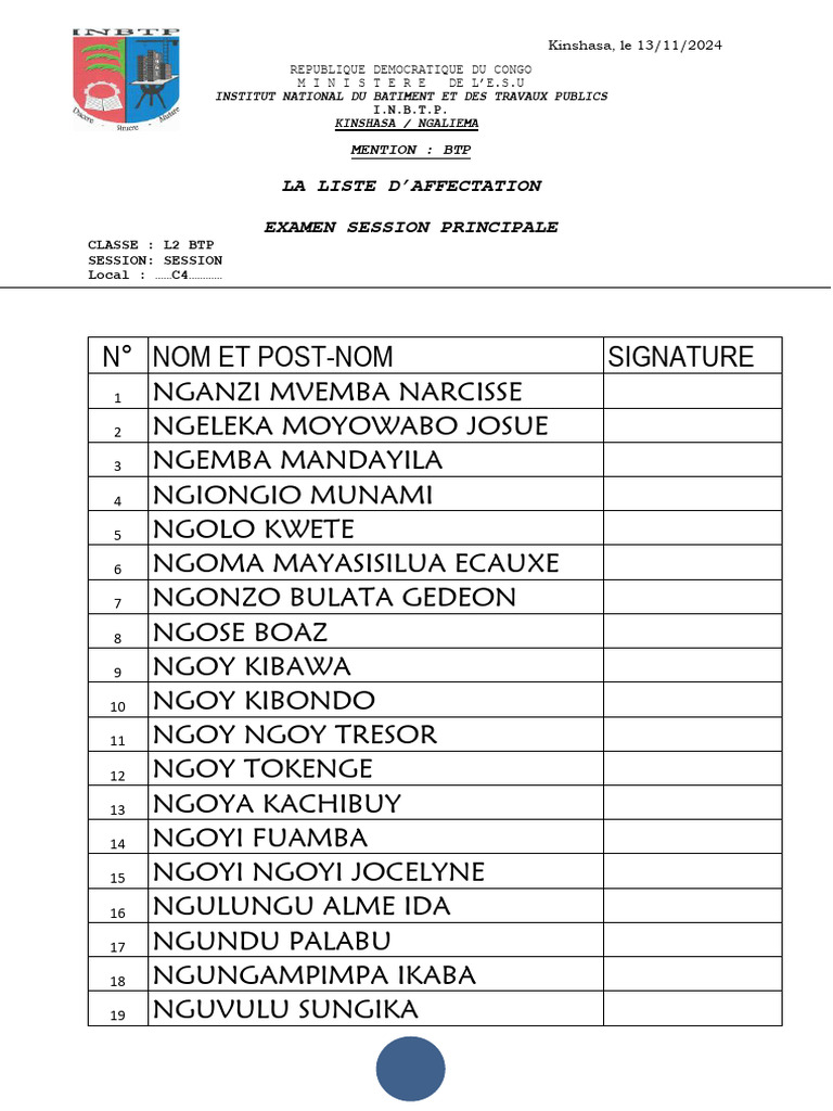 Affectation Local C4 | PDF