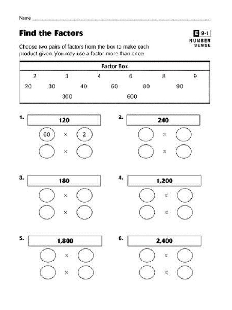 Worksheet About Factors | PDF