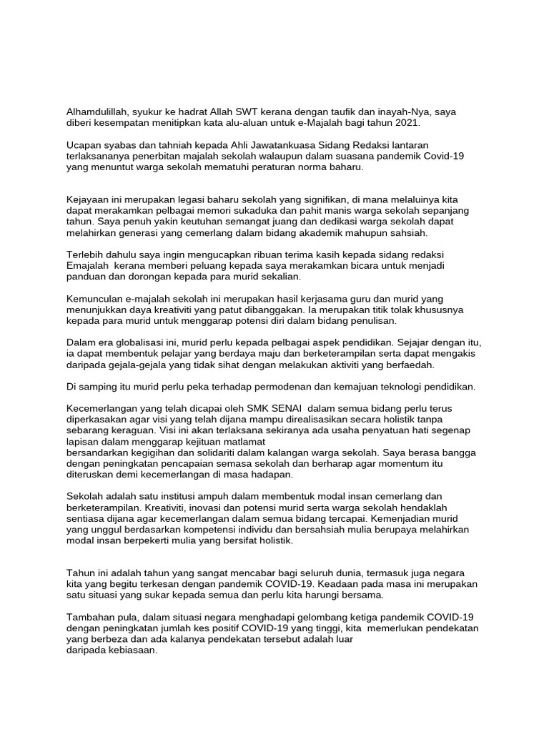 Teks Ucapan Alu-Aluan e Majallah | PDF