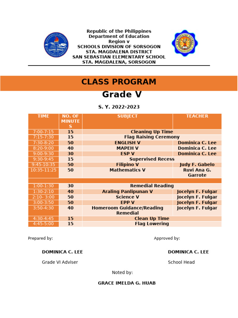 Gradev Classprogram2022-2023 | PDF