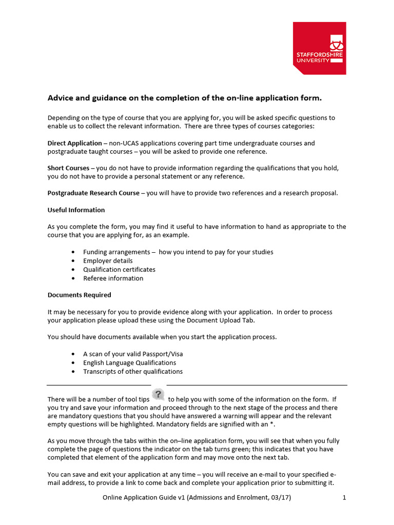 Advice and Guidance For On-Line Application Form - Mar 2017 (Admissions ...