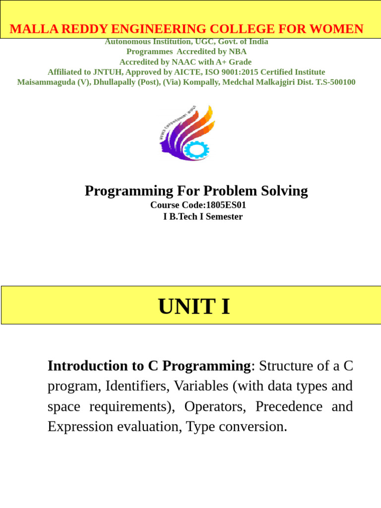 PPS - Unit 1 | PDF | Algorithms | Data Type PPS - Unit 1 | PDF | Algorithms | Data Type