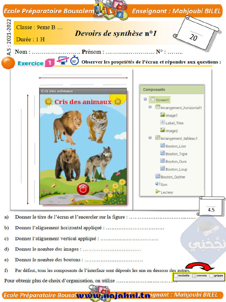 Devoir de Synthese N°1 Informatique 9eme 2019 2020 | PDF