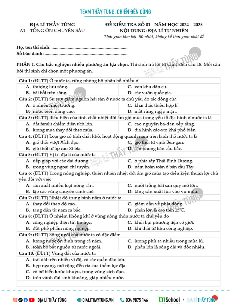 2025 - Đề Thi 01 - de | PDF