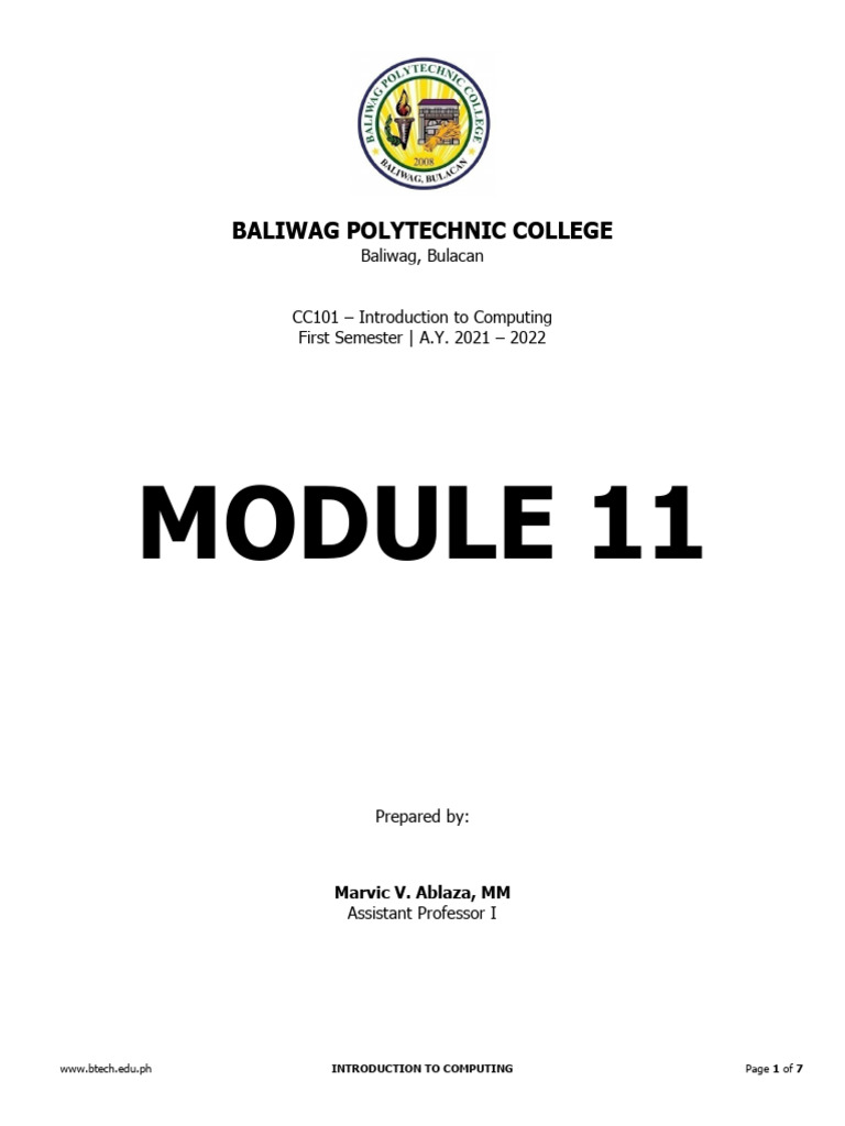 CC101 - Module 11 | PDF | Malware | Computer Virus